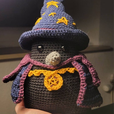 Wizard Crow, PDF Crochet Amigurumi Pattern, Blackbird, Raven, Stuffed ...