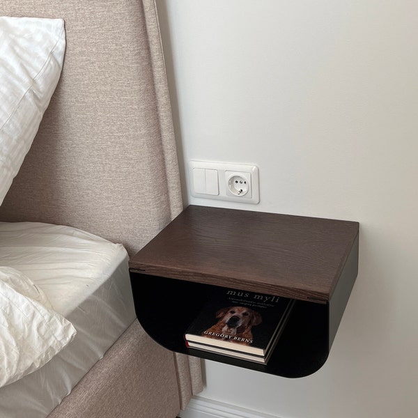 Floating Night Stand, Wood Nightstand, Bedside Table, Nachttisch Schwebend, Mounted Wall ...