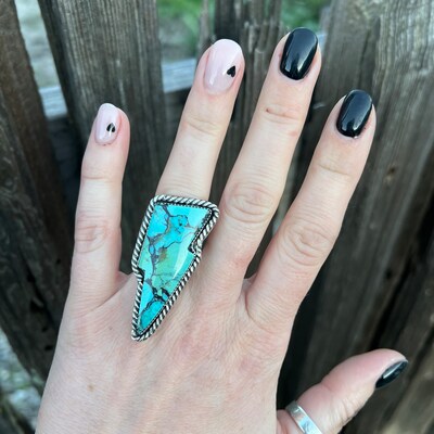 Kingman Turquoise Lightning Bolt Cabochon - Etsy