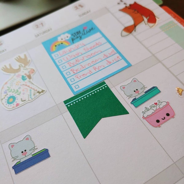 Happy Cat Litter Reminder Kawaii Stickers for Erin Condren Planner ...