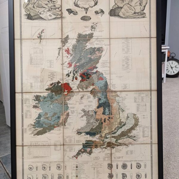 Old Geology Map of UK, Ireland, 1854 - Geologist and Fossil Map of ...
