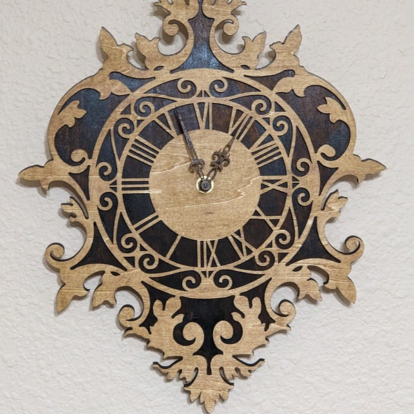 Wooden Laser Cut Wall Clock. Wood Carved Wall Clock. Cdr, Ai, Svg, Pdf ...