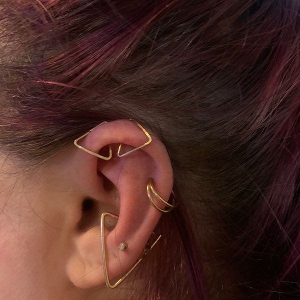Triangle Helix Hoop Earring - Gold Helix Piercing - 18 Gauge Helix ...