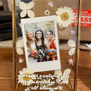 Custom Calligraphy Double Pressed Flower Floating Frame Vintage Flower ...