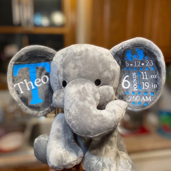 Personalised Birth Stats | Elephant Stats | Newborn | Baby | Keepsake ...