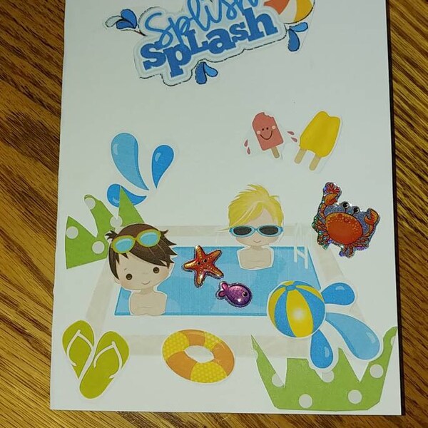 Pool Party Clipart for Boys. Little Boys With Pool Party Banner, Flip ...