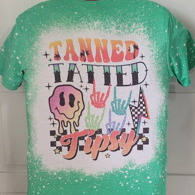 Tanned Tatted and Tipsy Png, Summer Smile Face Sublimation Design, Tan ...