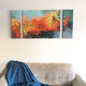 Large Triptych Abstract Expressionism Stretched Canvas Print - Etsy