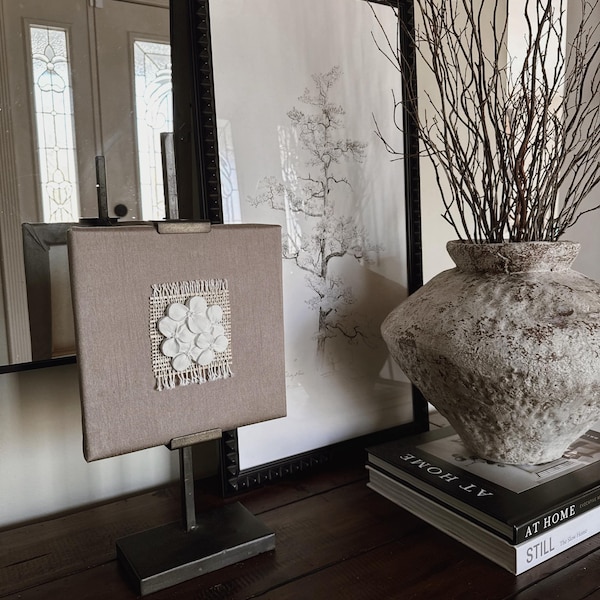 Coastal Intaglio Art on 6X6 or 5X7 Canvas, Coral, Shells or Sand Dollar ...