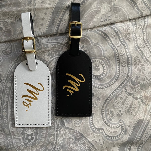 Wedding Gift Luggage Tags Mr and Mrs Couples Gift - Unique Just Married ...
