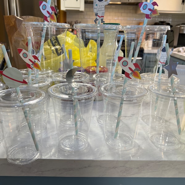 Space Party Paper Straws, Rocket, Astronaut, Moon, Planet, Star, Outer ...