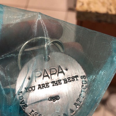 Keychain for Papa, Gift for Papa, Copper Handstamped Keychain for Dad ...