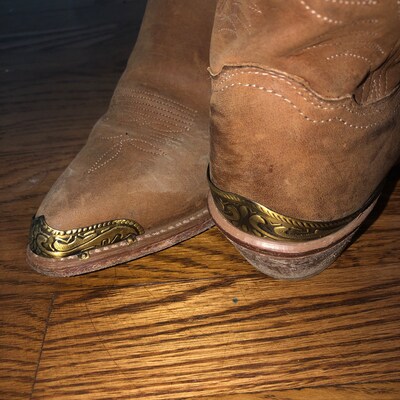 Vintage Western Cowboy Boot Heel Plates Guards Antique Silver With ...