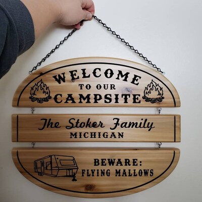 3 Piece Customizable Camping Sign Camper Sign Campsite Sign RV Sign ...