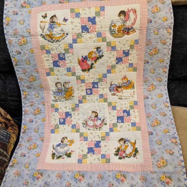 Spring Bunny Go Round Easter Quilt (24" X 24") Made to Order Baby ...