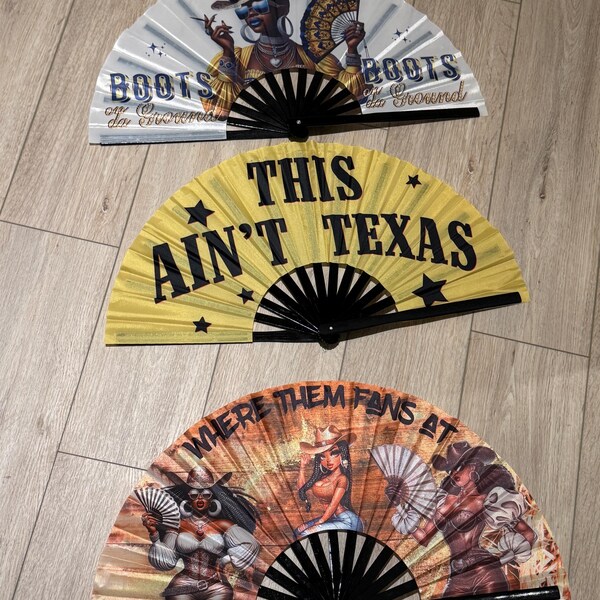 Clack Fans for Line Dancing, Boots on the Ground Folding Hand Fan ...