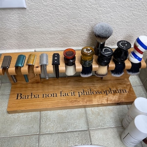 The Ultimate Wood Shaving 12 Razor and 6 Brush Double Decker Stand 16 ...
