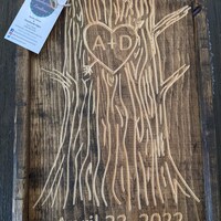 Initials in Heart Tree, Couples Name Sign, Carved Names, Engraved ...