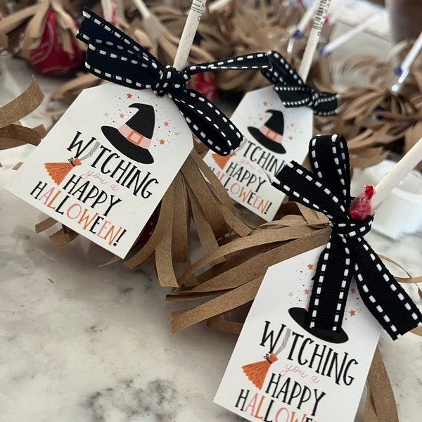 Halloween Gift Tag Printable, Happy Halloween Treat Bag Tag, Witch ...