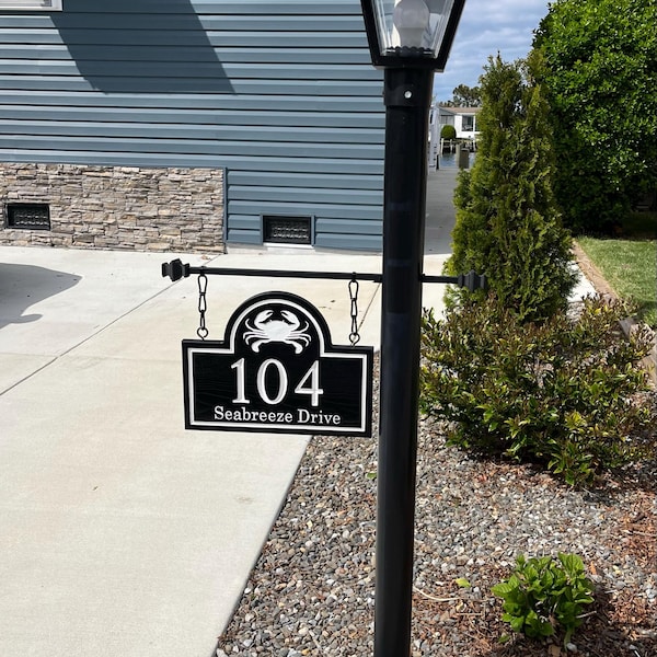 Oval Hanging House Number Sign, Signpost Sign, Wood Grain Address Sign ...