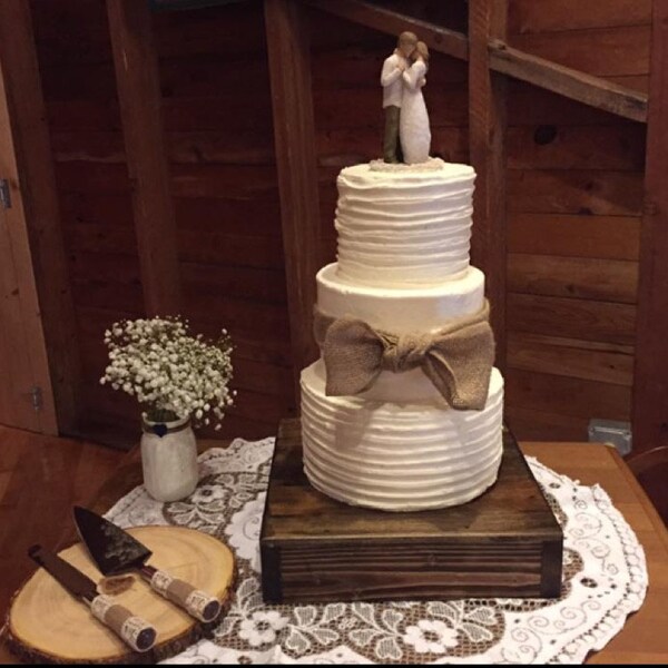Free Shipping 14x14 Rustic Cake Stand, Wedding Cake Stand, Grooms Cake ...