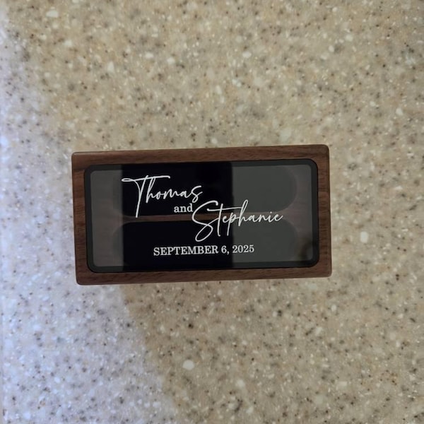 Quad Wooden Wedding Ring Box With Glass Lid - Ring Box Holder for ...