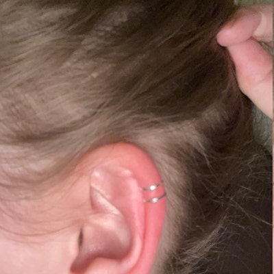 Silver Helix Cuff Ear Cuff Double Helix Cuff Hammered Ear Cuff ...