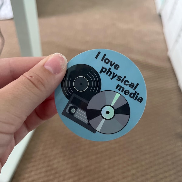 I Love Physical Media Holographic Sticker - Vinyl DVD Bluray 4K VHS - Etsy