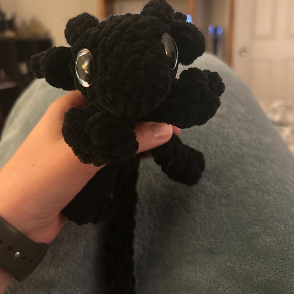 One Crochet Small Baby Dragon Plushie, Handmade Stuffie, Personalised Colours, Amigurumi Toy ...