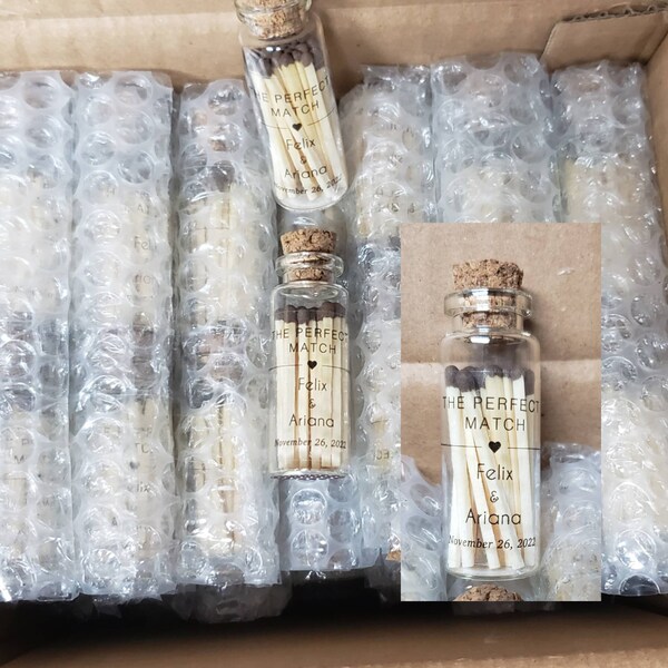 Wedding Matches, the Perfect Match, Glass Bottle, Custom Label, Wedding ...