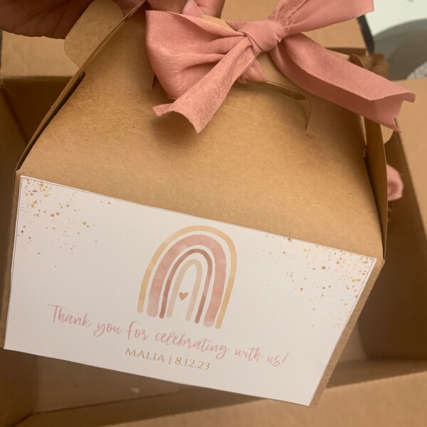 Editable Boho Rainbow Gable Box Lable- First Birthday| Editable Modern ...
