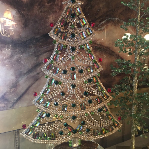 Large 8.25” Czech Rhinestone Tree, Vintage Rhinestone Tree, Rhinestone ...