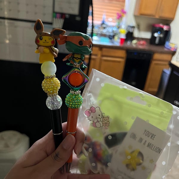 Beaded Pen Topped With Teenage Mutant Ninja Turtles, Cartoon Pens, Pen ...