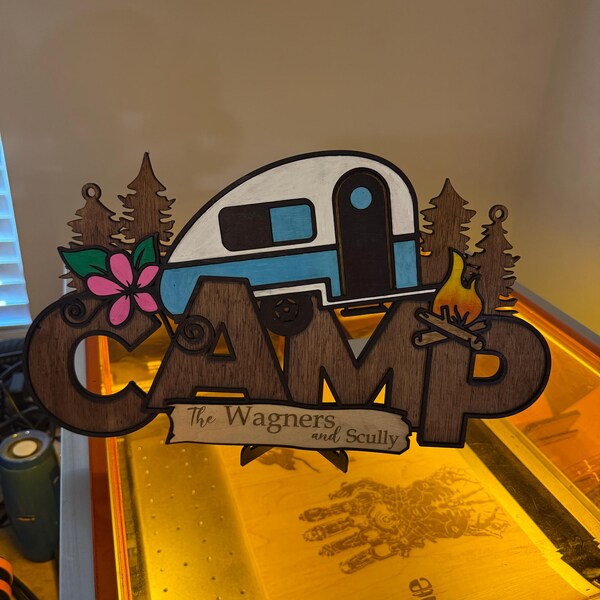 Camp Camper Sign - Easy Finish - Laser Cut File - Glowforge and All ...