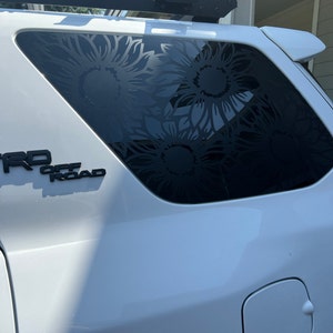Fits 2010-2024 Toyota 4RUNNER Rear Side Window Floral Sunflowers ...