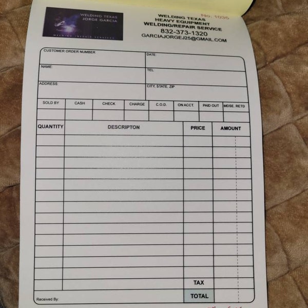 2 Part Ncr Carbonless Custom Sales Receipt Book Full Color 5.5 X 8.5 ...