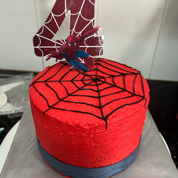 Printable Spiderman 4th Birthday | Cake Topper | Digital Download | Ready to Print and Handcut ...