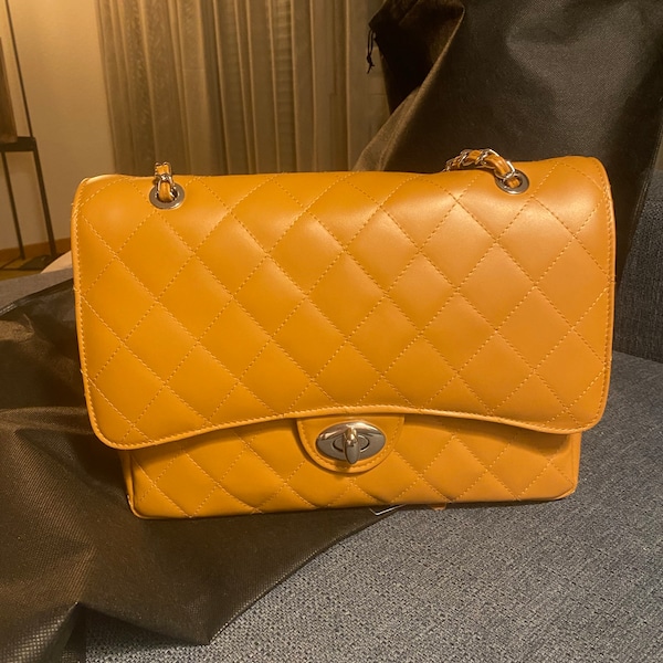 Classic Style XL DIAMONDS Genuine Leather Shoulder Bag, Quilted Elegant ...