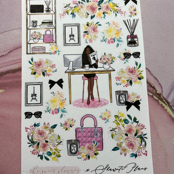 PINK BIRTHDAY | Deco Sticker Sheet | Floral Planner Stickers | Girly ...
