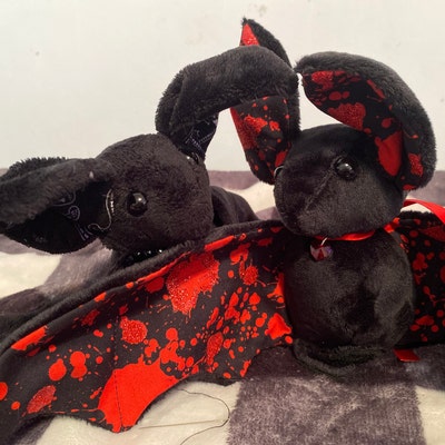 Large Bat Plush Stuffed Animal Beezeeart snowflake 16in Wingspan White ...