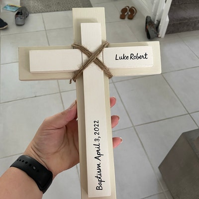 Custom Wood Wall Cross, Personalized Cross, Baptism Cross, First ...