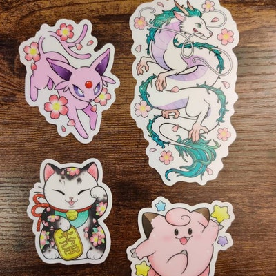 CLEAR STICKER 5 Anime Dragon With Sakura Cherry Blossoms by Michelle ...