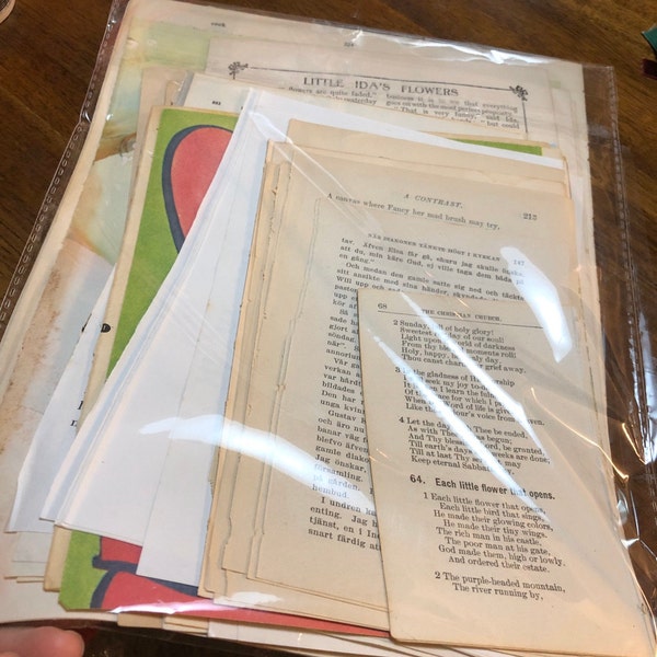 Junk Journal Vintage Book Pages 65 Pcs. Ephemera Pack Collage Decoupage ...