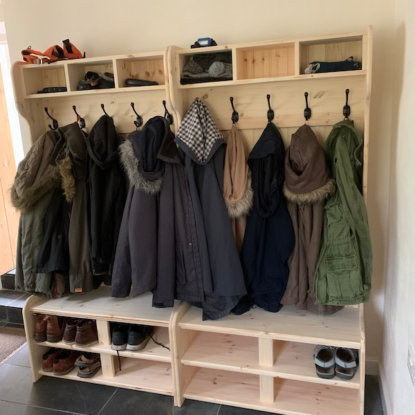 3ft Wide Coat Rack,boot Room, Hallway Bench,monks Bench, Shoe Storage ...