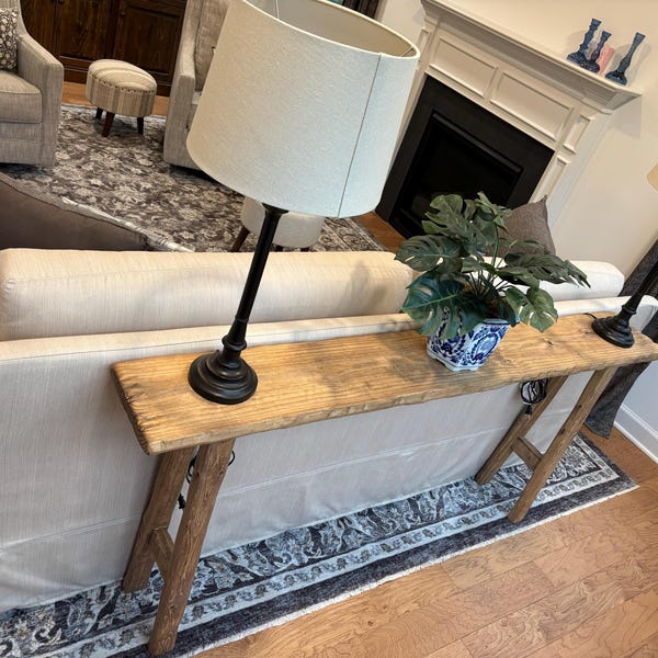 Wood Noodle Console Entry Table 4ft X 10"x 34" Weathered Blonde ...