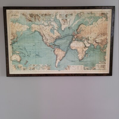 Great Vintage World Map in 1882 World Map Gift World Map Print Vintage ...