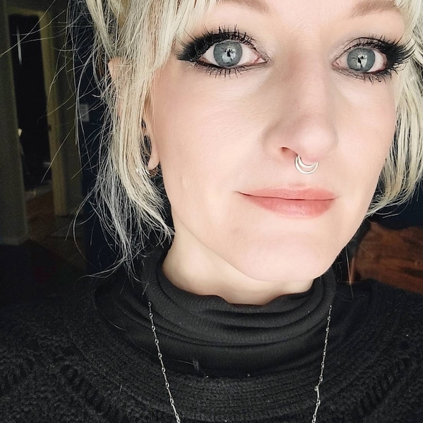 Double Layered Septum Ring ~ Double Nose Hoop ~ Nickel-free Sterling ...