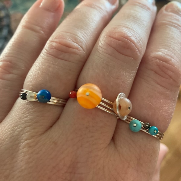 Solar System Ring Set, Planets, Stacking Rings, - Etsy