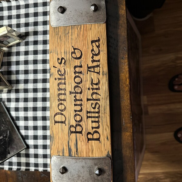 Whiskey Barrel Signs Made From Full Length Barrel Staves & Barrel Hoops ...