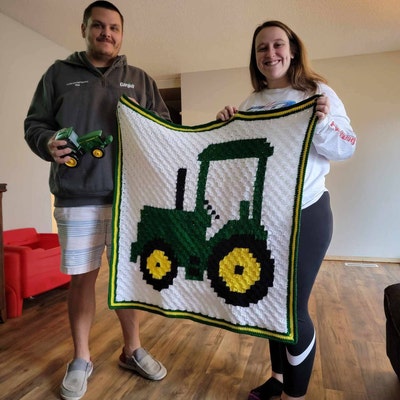 CROCHET BABY BLANKET Pattern: Tractor Baby Blanket, C2C Tractor Pattern ...